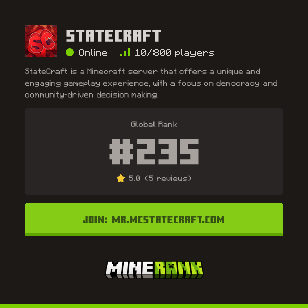 Send Your Vote & Review for StateCraft - Minerank