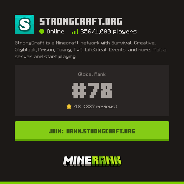 Send Your Vote & Review for StrongCraft.org - Minerank