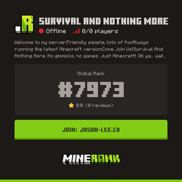Survival And Nothing More Minecraft Server Reviews - Minerank