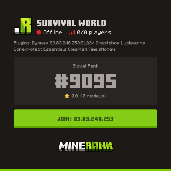 Survival World Server IP, Reviews and Vote Link - Minerank