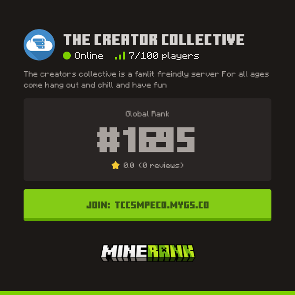 The Creator Collective Server IP, Reviews and Vote Link - Minerank