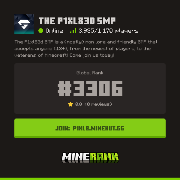The P1xl83d SMP Server IP, Reviews and Vote Link - Minerank