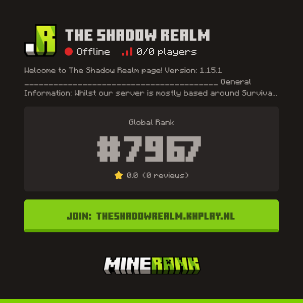 The Shadow Realm Server IP, Reviews and Vote Link - Minerank