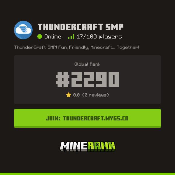 ThunderCraft SMP Server IP, Reviews and Vote Link - Minerank