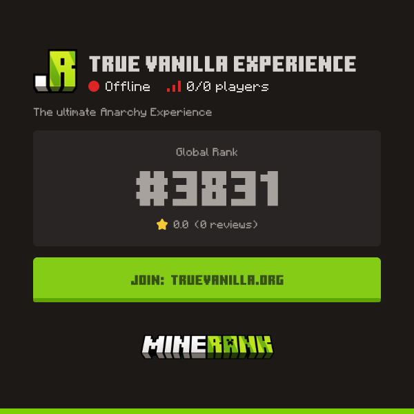 True Vanilla Experience Server IP, Reviews and Vote Link - Minerank