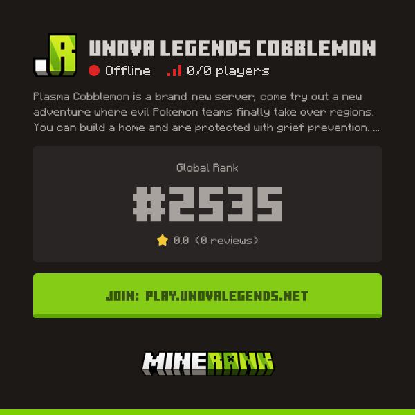 Unova Legends Cobblemon Server IP, Reviews and Vote Link - Minerank