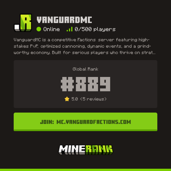 Send Your Vote & Review for VanguardMC - Minerank