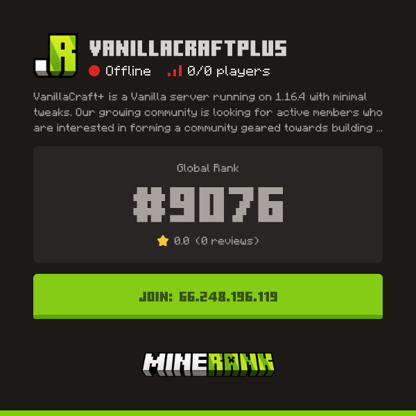 VanillaCraftPlus Server IP, Reviews and Vote Link - Minerank