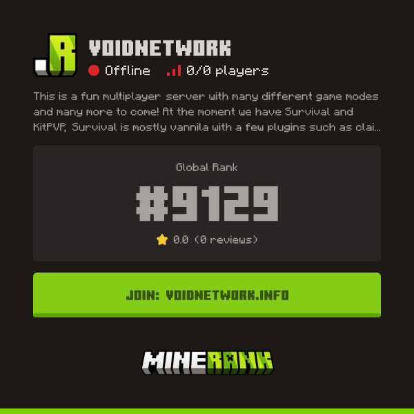 VoidNetwork Server IP, Reviews and Vote Link - Minerank