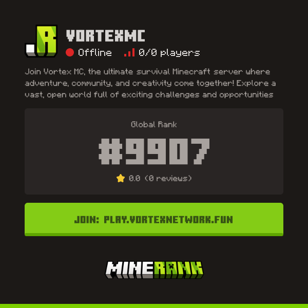 VortexMc Server IP, Reviews and Vote Link - Minerank