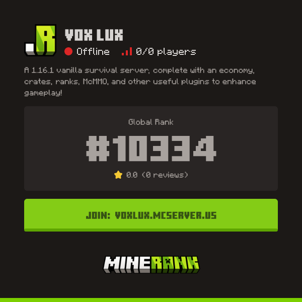 Vox Lux Server IP, Reviews and Vote Link - Minerank