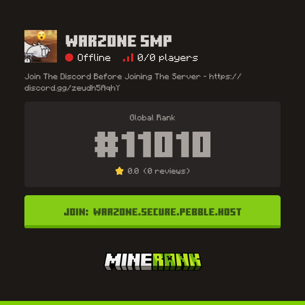 Warzone SMP Server IP, Reviews and Vote Link - Minerank