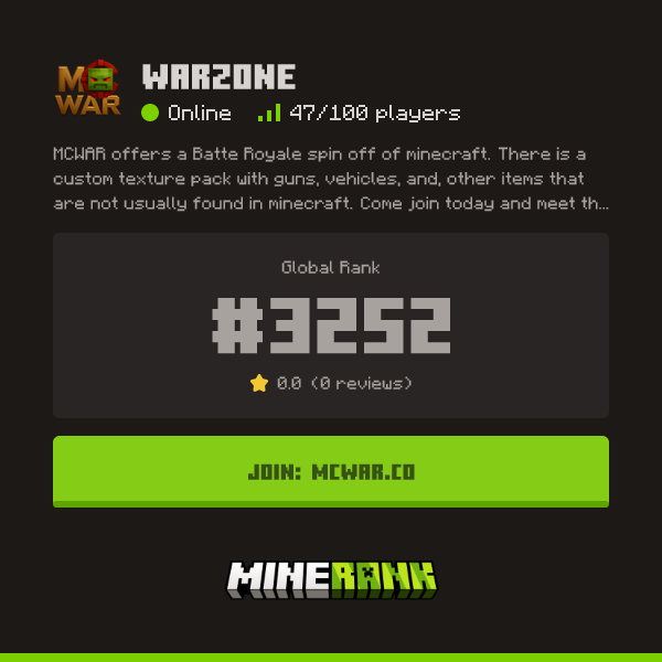 Warzone Server IP, Reviews and Vote Link - Minerank