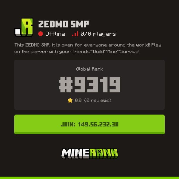 ZEDMO SMP Server IP, Reviews and Vote Link - Minerank