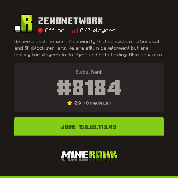 ZenoNetwork Minecraft Server Reviews - Minerank